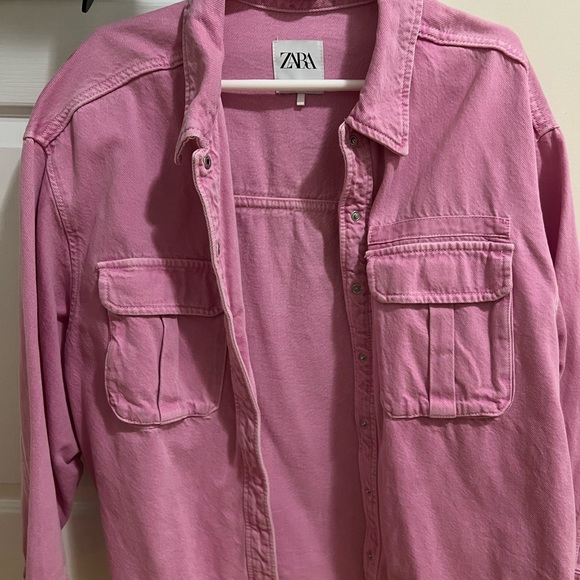 Zara | Jackets & Coats | Zara Pink Denim Jacket | Poshmark